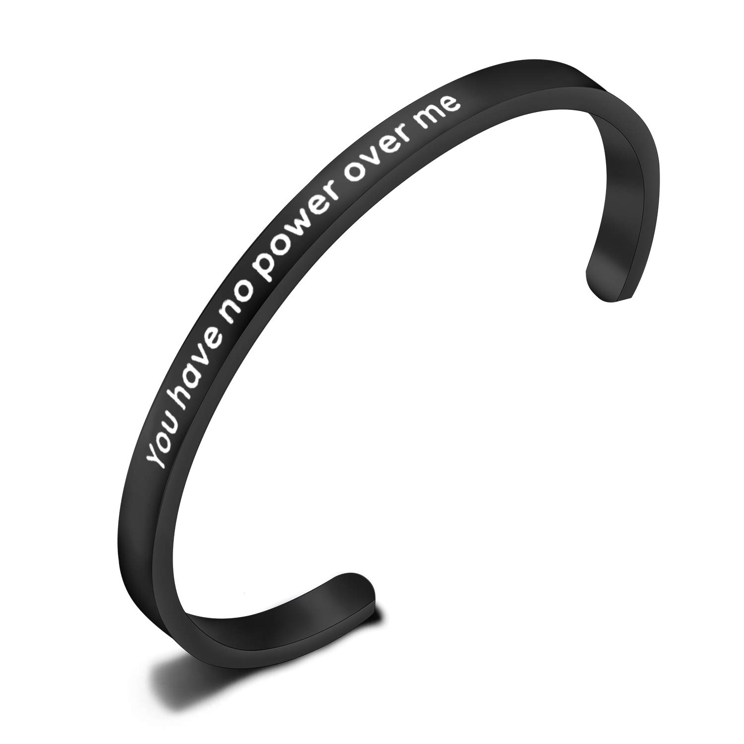 PLITI You Have No Power Over Me Inspirational Cuff Bangle Bracelets for Women Movie Gift (No Power Over CB black)