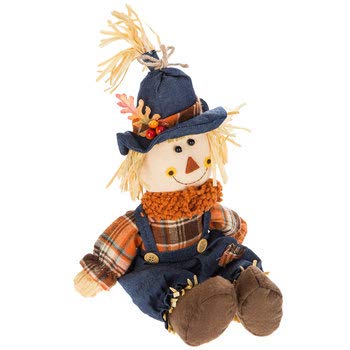 Scarecrow Sitter with Overalls Autumn Table Home Decoration