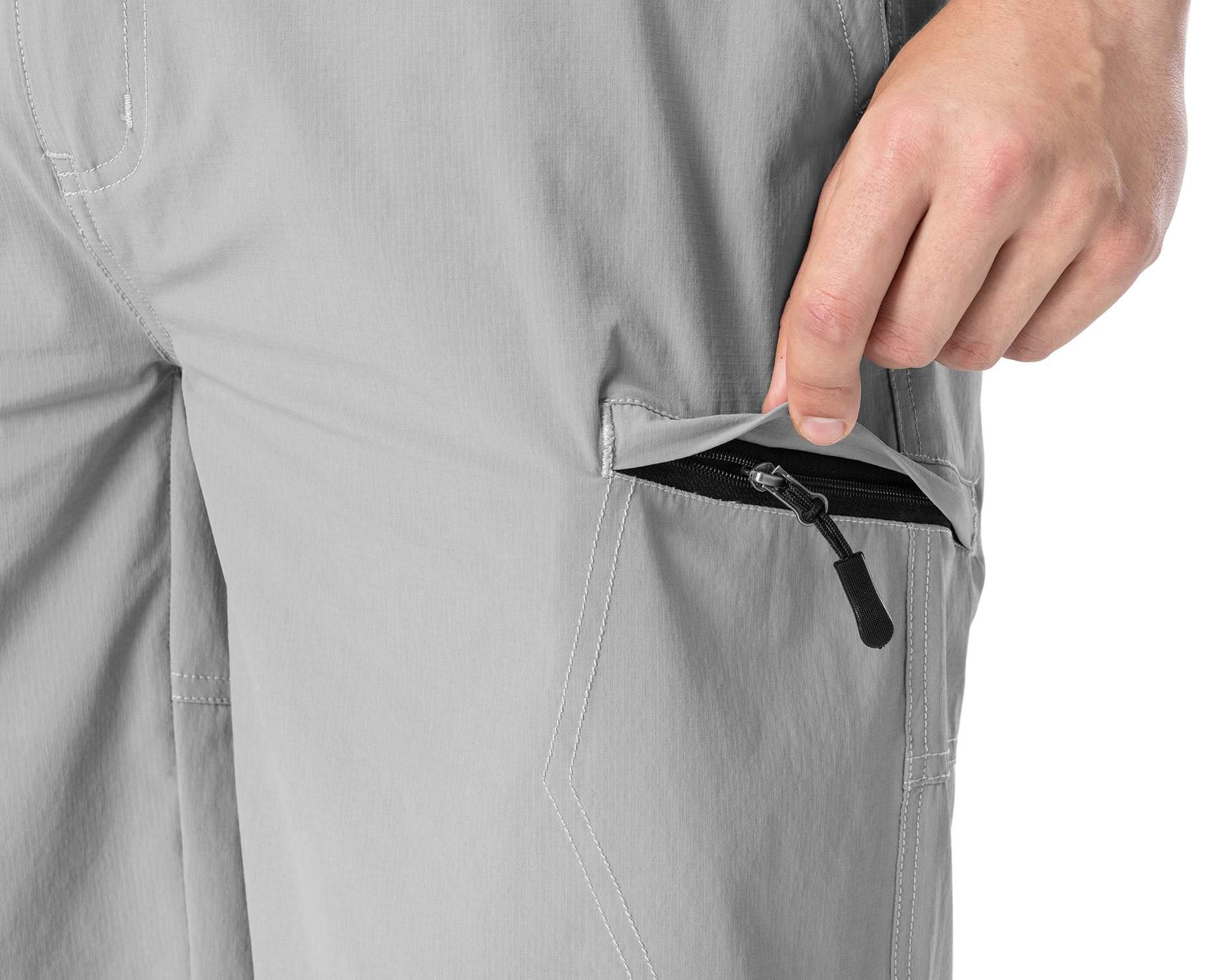 Rdruko Men's Hiking Shorts Quick Dry Lightweight Outdoor Work Cargo Golf Casual Shorts with Zipper Pockets(Light Grey, US 38)