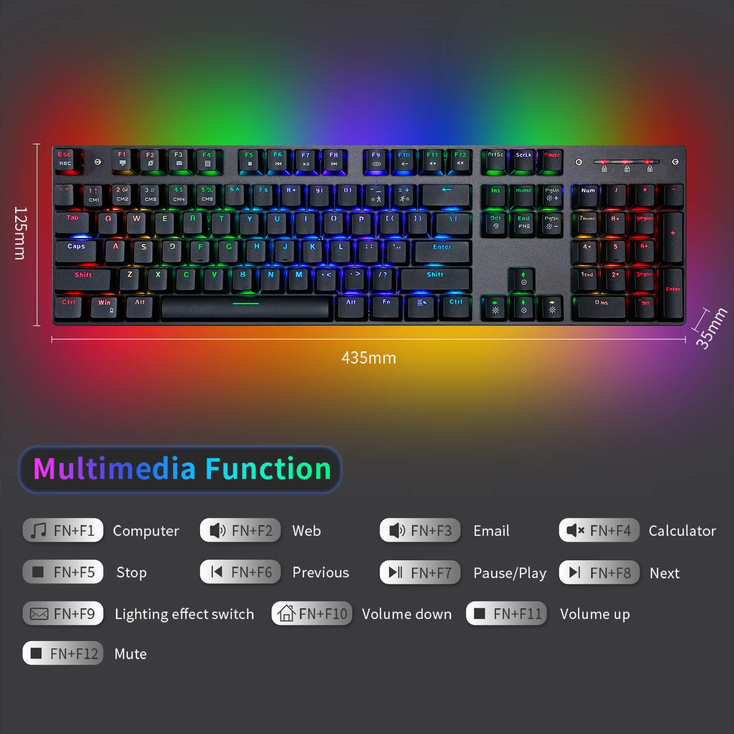 Teamwolf Mechanical Gaming Keyboard RGB 104 Full Keys Blue Switches Professional Anti-Ghost Programmable for PC Gamer and Laptop