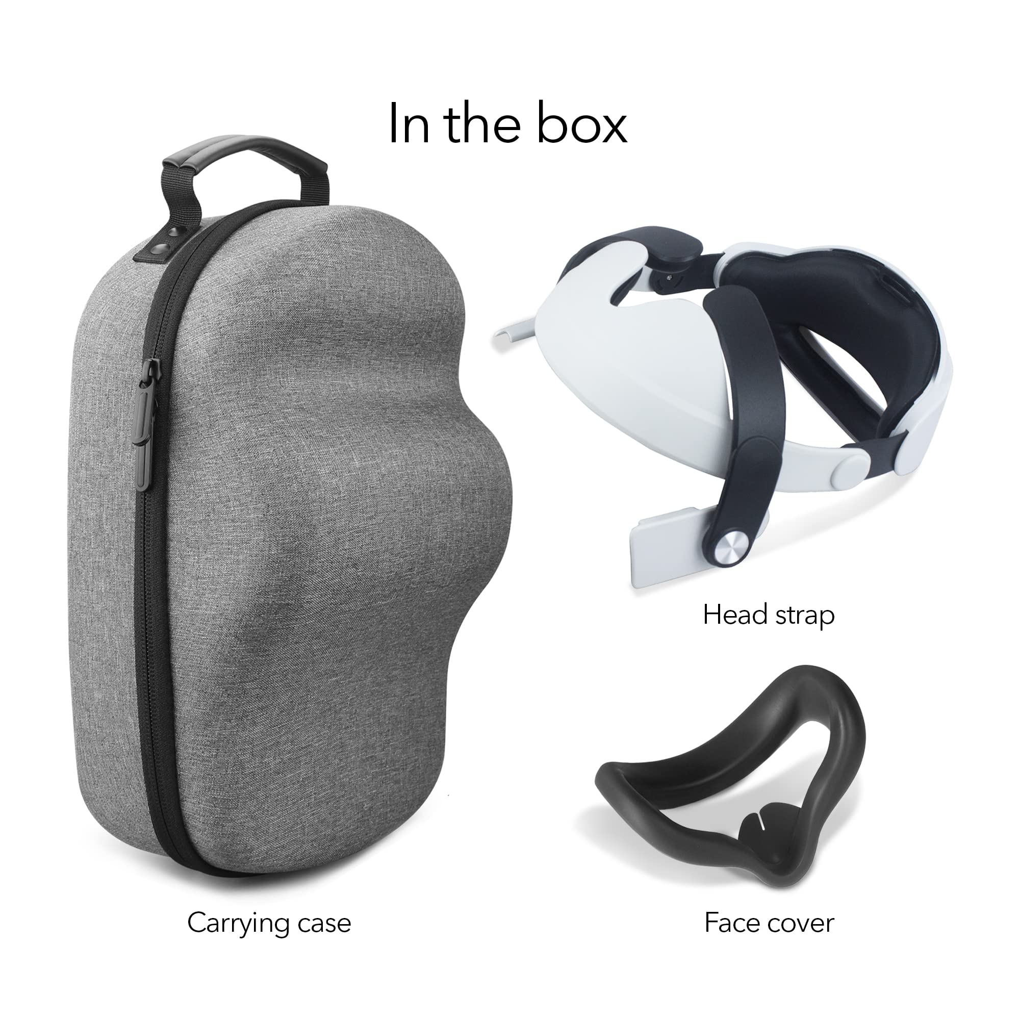 Wasserstein Bundle - Charging Station & VR Headset Carrying Case, Head Strap, and Face Cover Bundle Compatible with Oculus Quest 2
