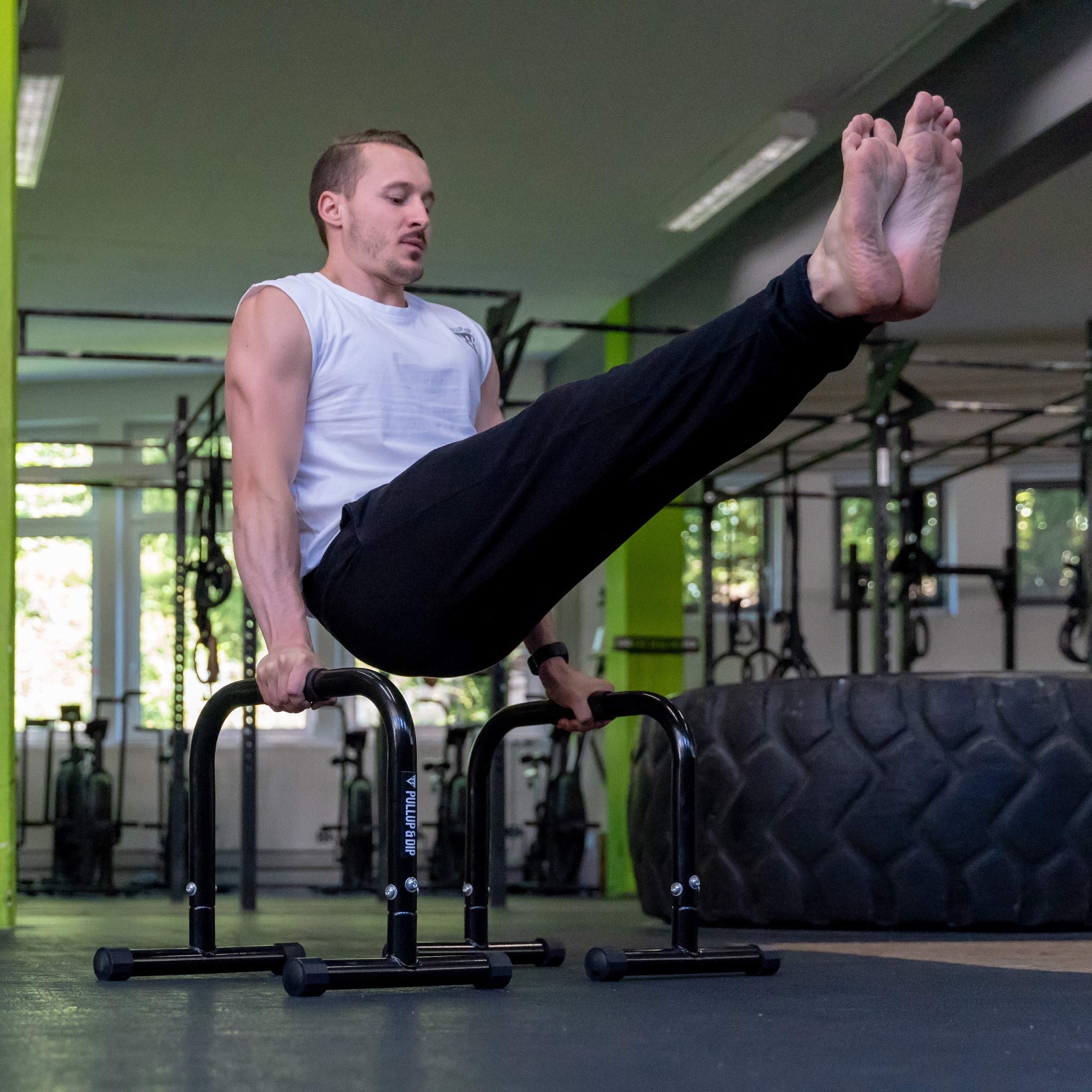 PULLUP & DIP Fitness Parallettes, Medium Parallette Bars For Calisthenics, Crossfit & Gymnastics, Handstand Bars With Extra Wide Handle & No Wobbling