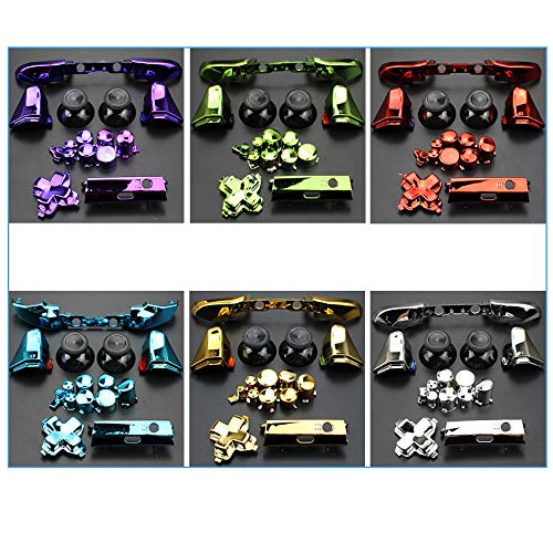 Replacement Full Set Button Bumper Trigger Buttons Guide Dpad RT LT RB LB ABXY ON Off Button Kit for Xbox One Slim Xbox One S Controller (Chrome Gold)