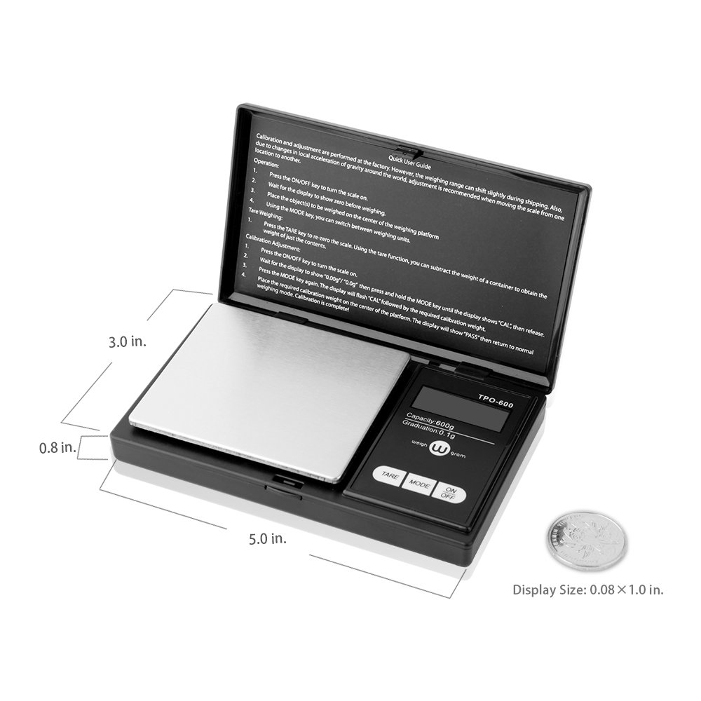 Weigh Gram Scale 600g x 0.1g, Pocket Scale, Digital Jewelry Scale, Food Scale, Kitchen Scale, Digital Gram Scale
