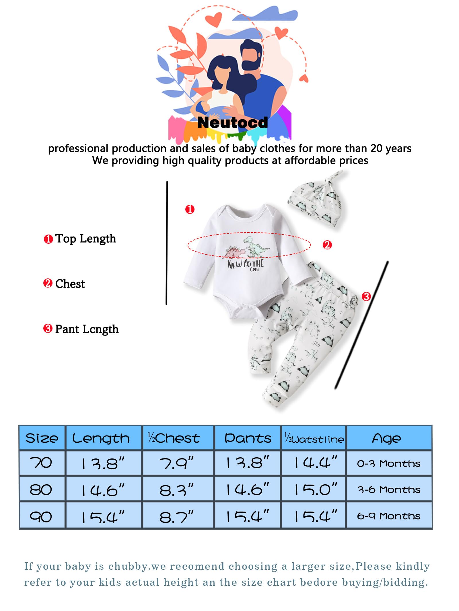 Newborn Baby Boys Clothes Outfits 0-3 Months Letter Dinosaur Print Long Sleeve Rompers Long Pants Hat Infant Cute Sets