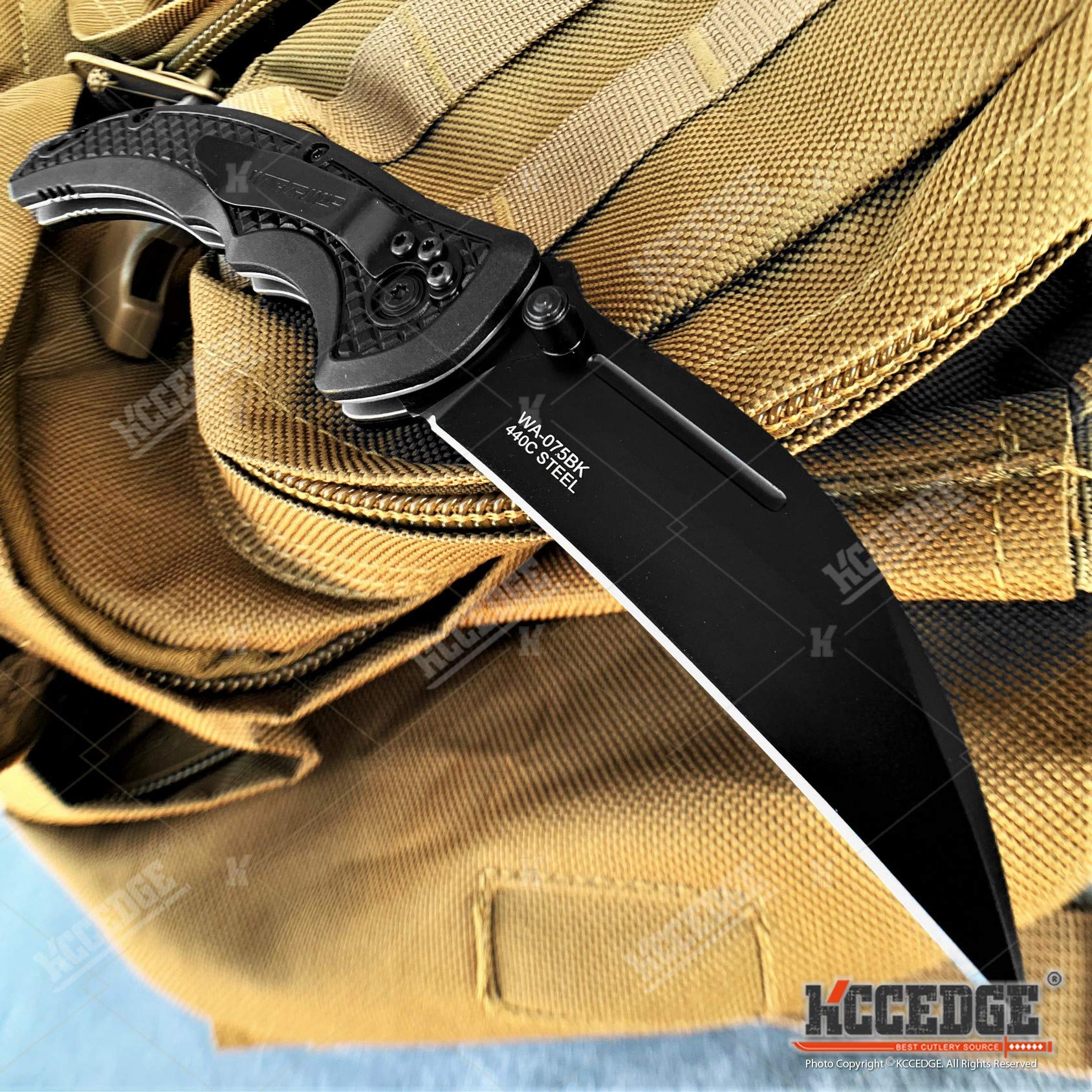 Pocket Knife Camping Accessories Survival Kit 8" Tactical Knife Black Oxide 440 Stainless Steel Blade Using a Modified Lock Back And Safety Lock Design Hunting Knife Camping Gear 79774