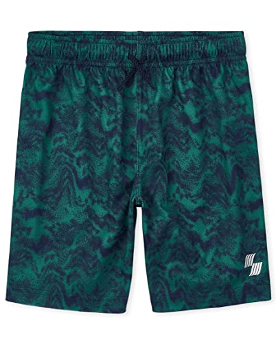 The Children's Place Boys' Single Performance Basketball Shorts, Tidal Wave Print, Large