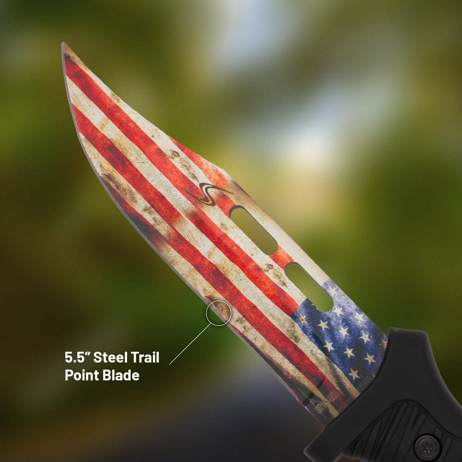 Steel River SR109 Colossal Fixed Blade Knife with Sheath | Utility Knife for Camping, Hunting, & Fishing | Survival Knife with Rubberized Handle & Leather Sheath (Patriot)