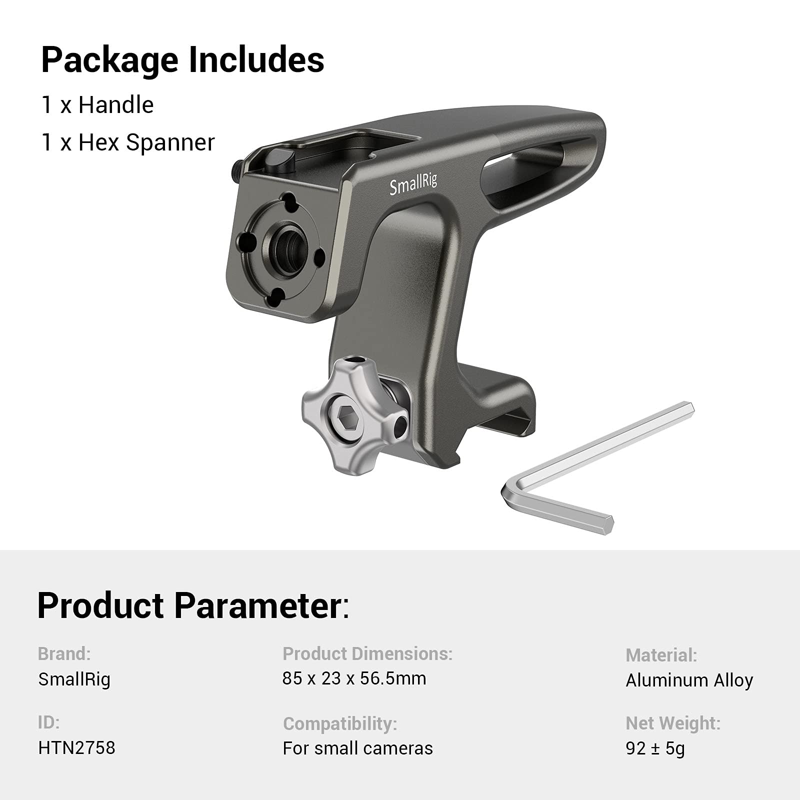 SmallRig Mini Top Handle with NATO Clamp for Vlogging Shooting, Compatible with Light-Weight Cameras - HTN2758