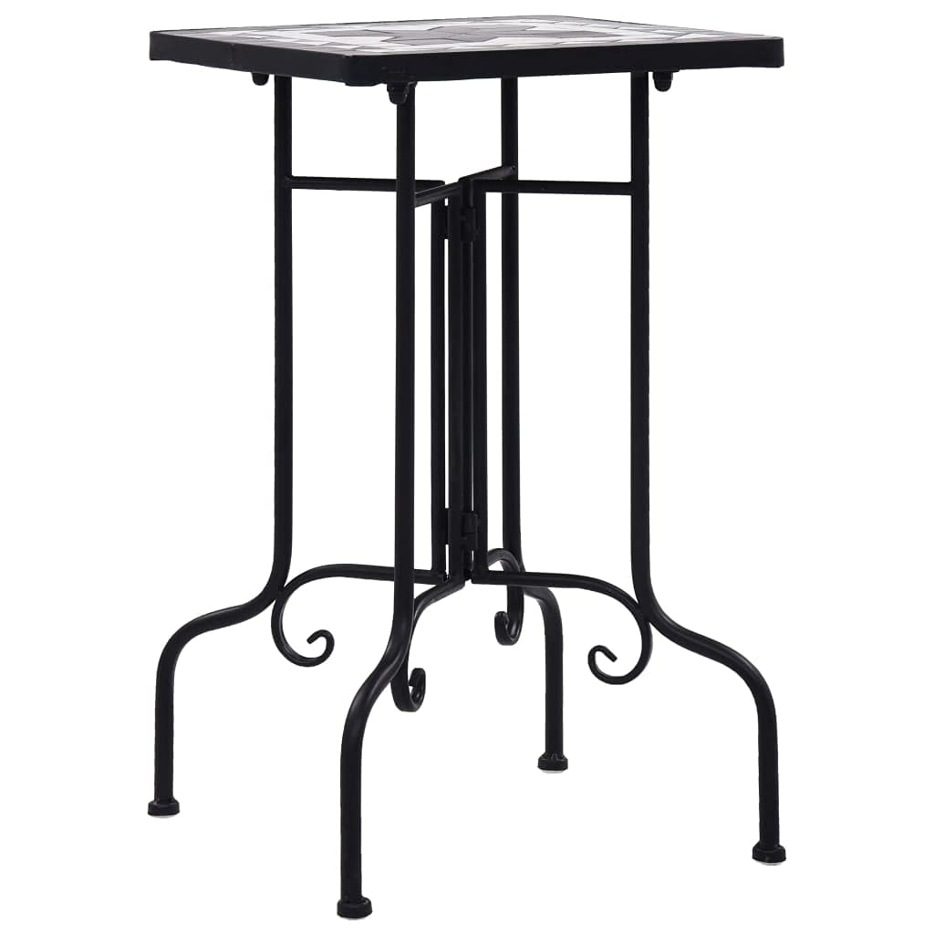 NusGear Mosaic Side Table, 13.8" Square Dining Table with Tile Top Plant Stand, Patio Decorative Table Indoor Outdoor Coffee Table, Suitable for Patio Porch Balcony, Black