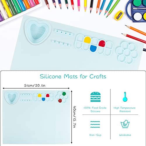 Silicone Mats for Crafts,Silicone Craft Mat with Cup for Kids,21"x16"Non Stick Silicone Mat for Resin Casting,Painting, Polymer Clay,DIY Project