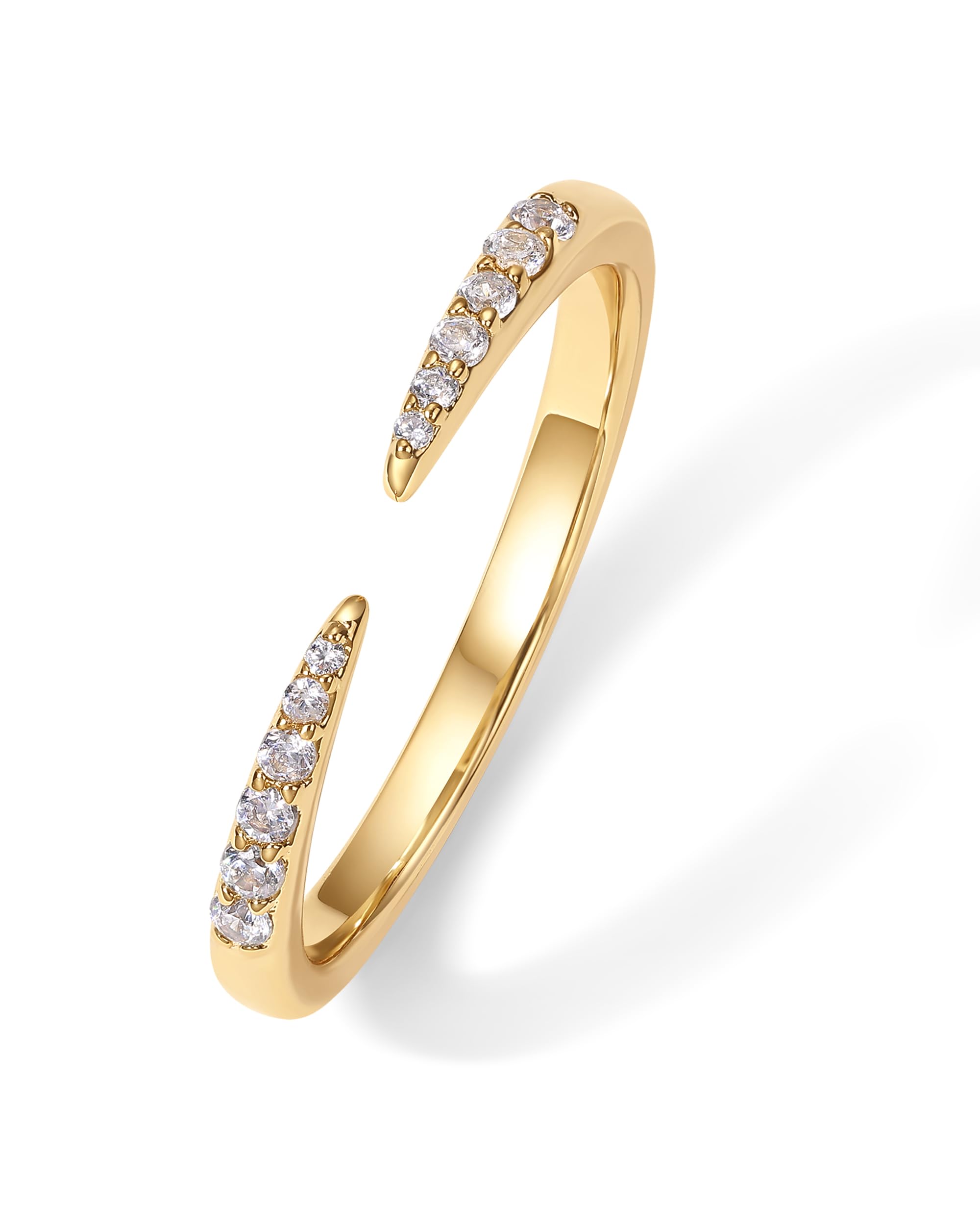 PAVOI 18K Yellow Gold Plated Open Eternity Ring | Cubic Zirconia Stacking Bands for Women | Dainty Stackable Rings for Women | Size 5