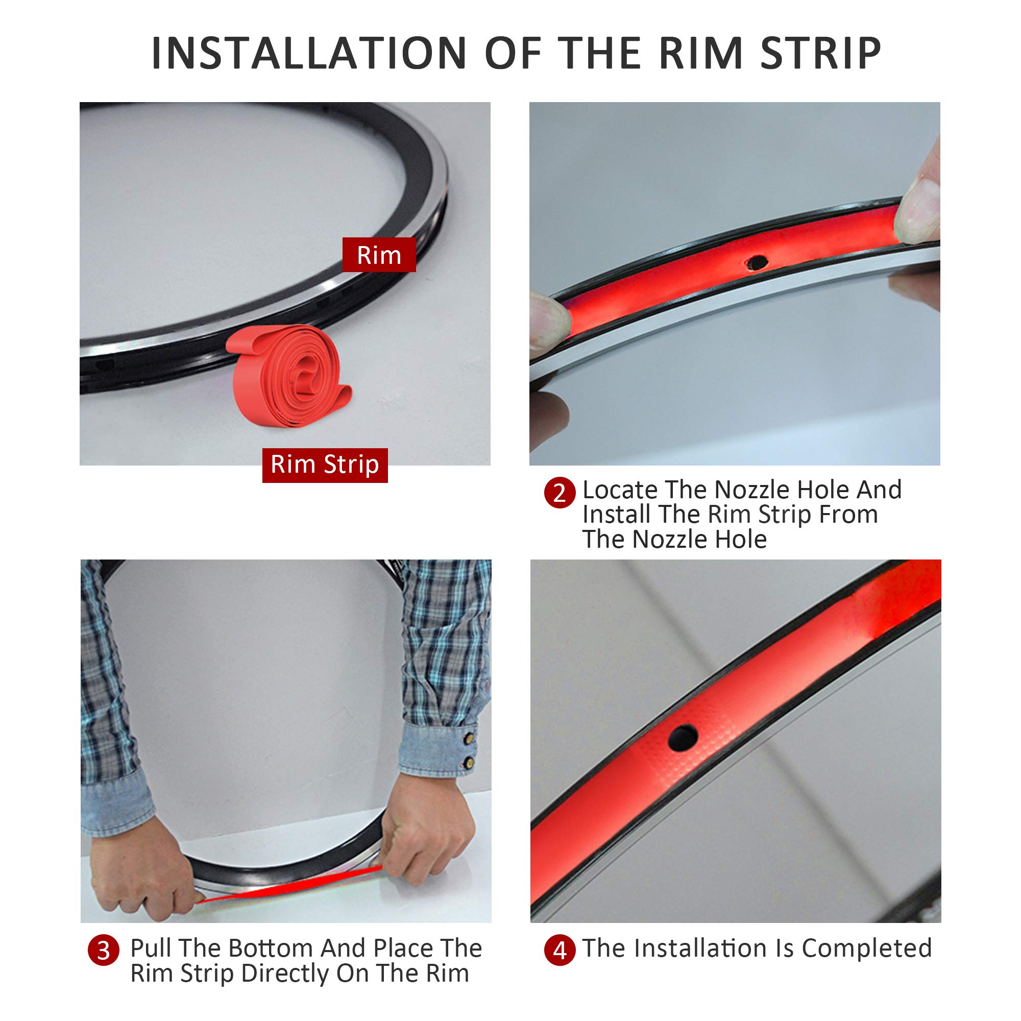 Sporus 2 Pack Bicycle Rim Strips, Anti-Puncture Bike Rim Liner, Inner Tube Protection Pad Fits Size 24"