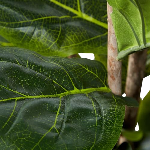 Pure Garden Artificial Fiddle Leaf Fig Tree-6FT Fake Plant with Pot and Natural Feel Leaves for Home or Office Decor, 72", Green