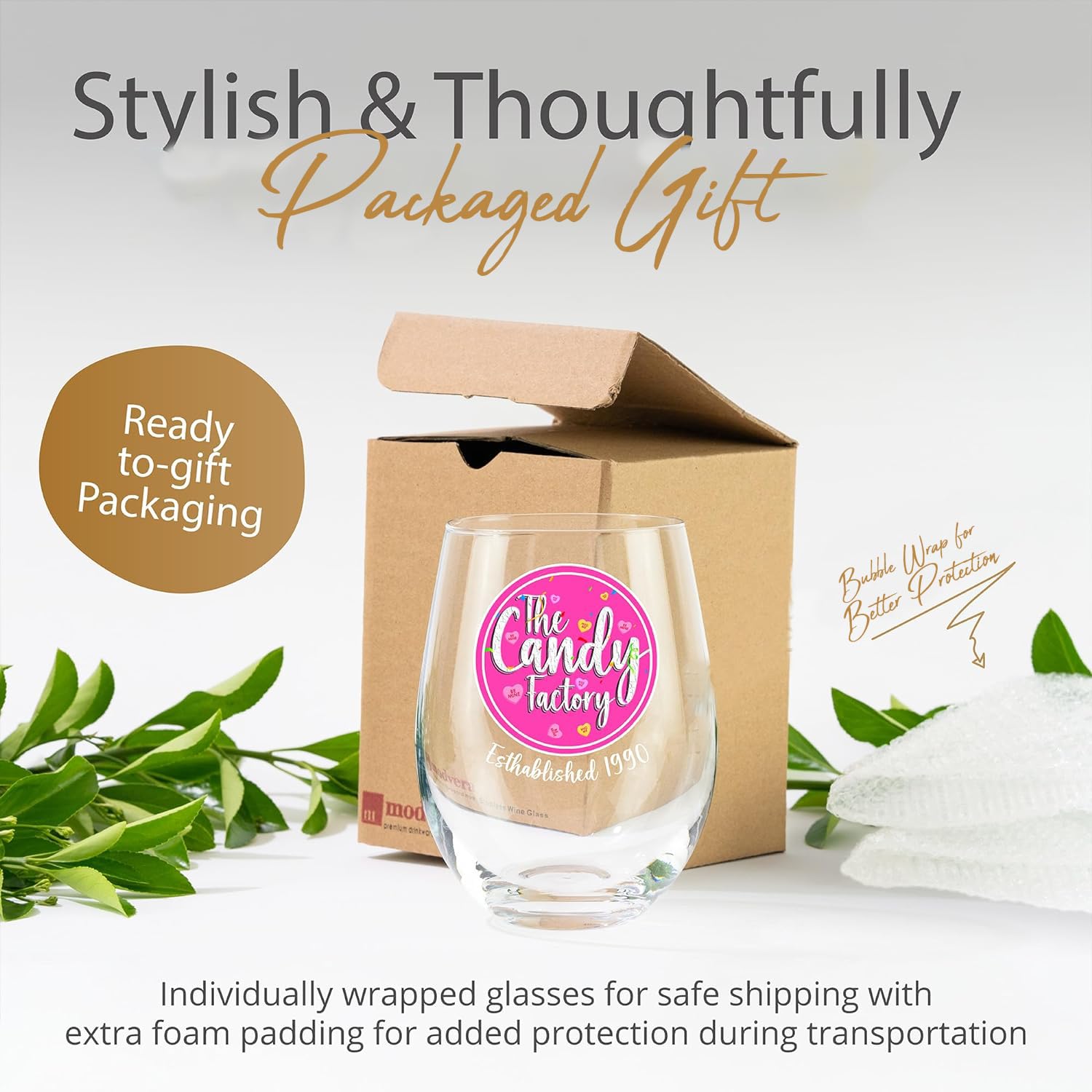 Personalized Stemless Wine Glass with your Photo, Logo or Text - Fun Gift for Birthdays, Best Friend, Mothers Day, Bridesmaid (6 Pack)