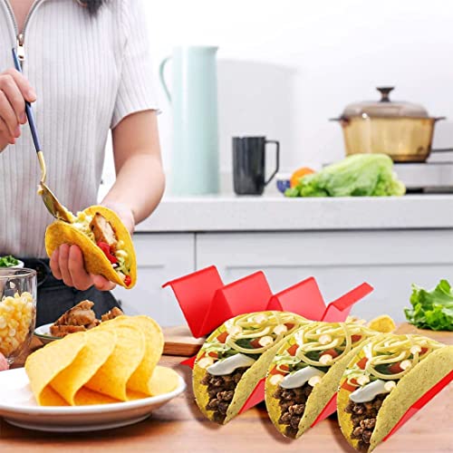 Taco Holder, Colorful Taco Holder Stands Set of 6, ππππ ππ©π π«ππππ πππ¬π’π π§ Taco Stands for 3 Tacos, Taco Shell Holder, Street Taco Rack, PP Health Material Very Hard Sturdy (Colorful)