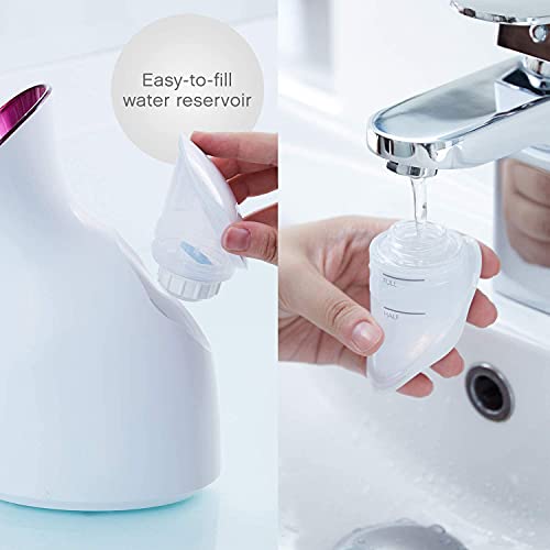 Panasonic Nano Ionic Compact Design with One-Touch Operation Facial Steamer with Ultra-Fine Steam - Spa Like Face Steaming At Home to Moisturize and Deeply Cleanse Skin, White / Pink