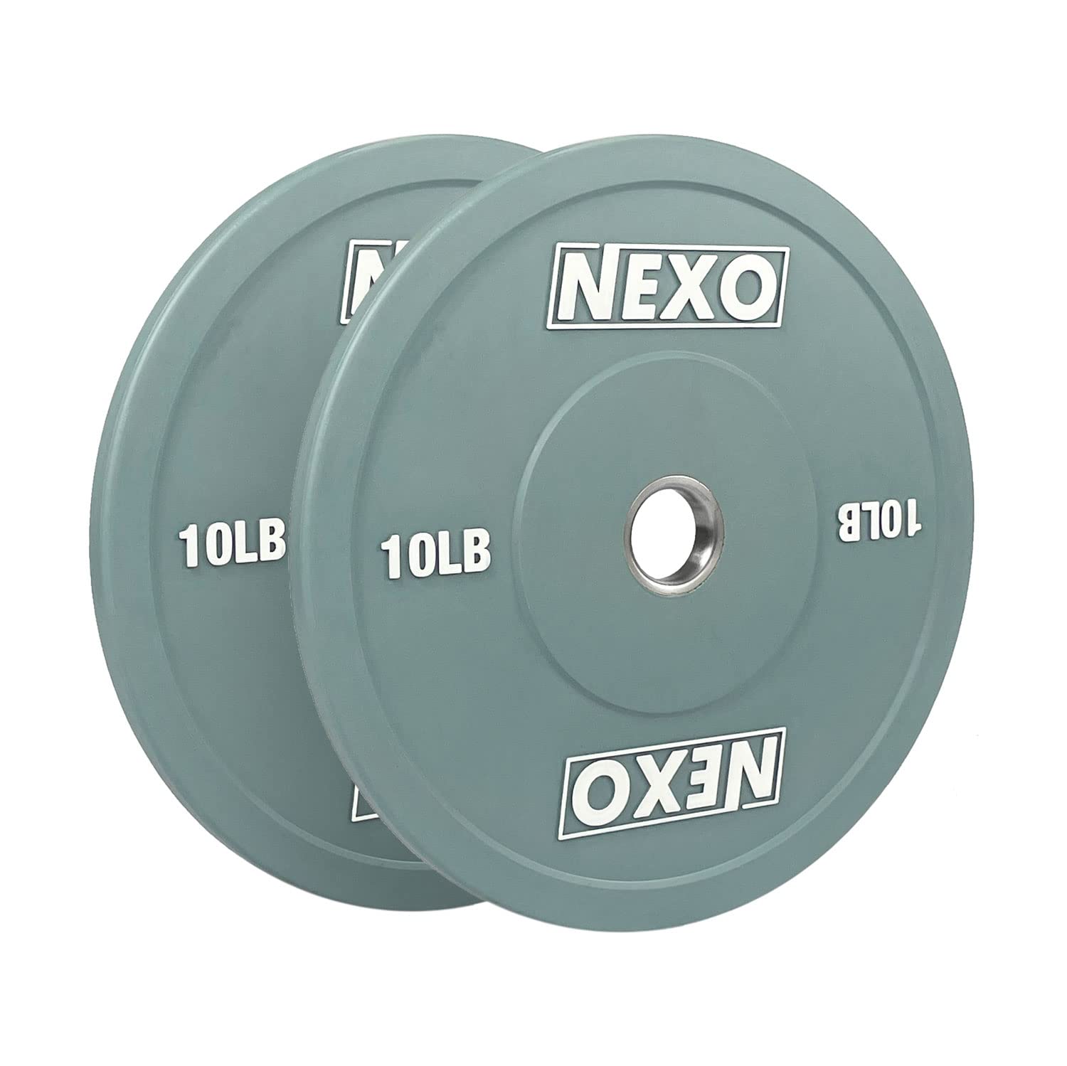 NEXO 10LB Rubber Bumper Plate Pair - Premium Matte Gray Finish 2x 10LB Cross Training Weight Plates