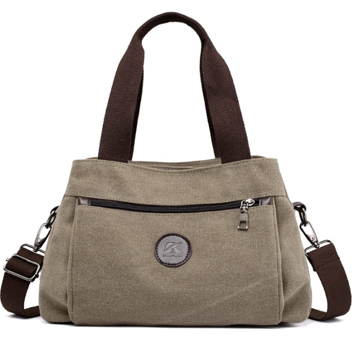 poopy Purse Handbag for Women Canvas Tote Bag Casual Shoulder Bag Travel Bag(khaki)