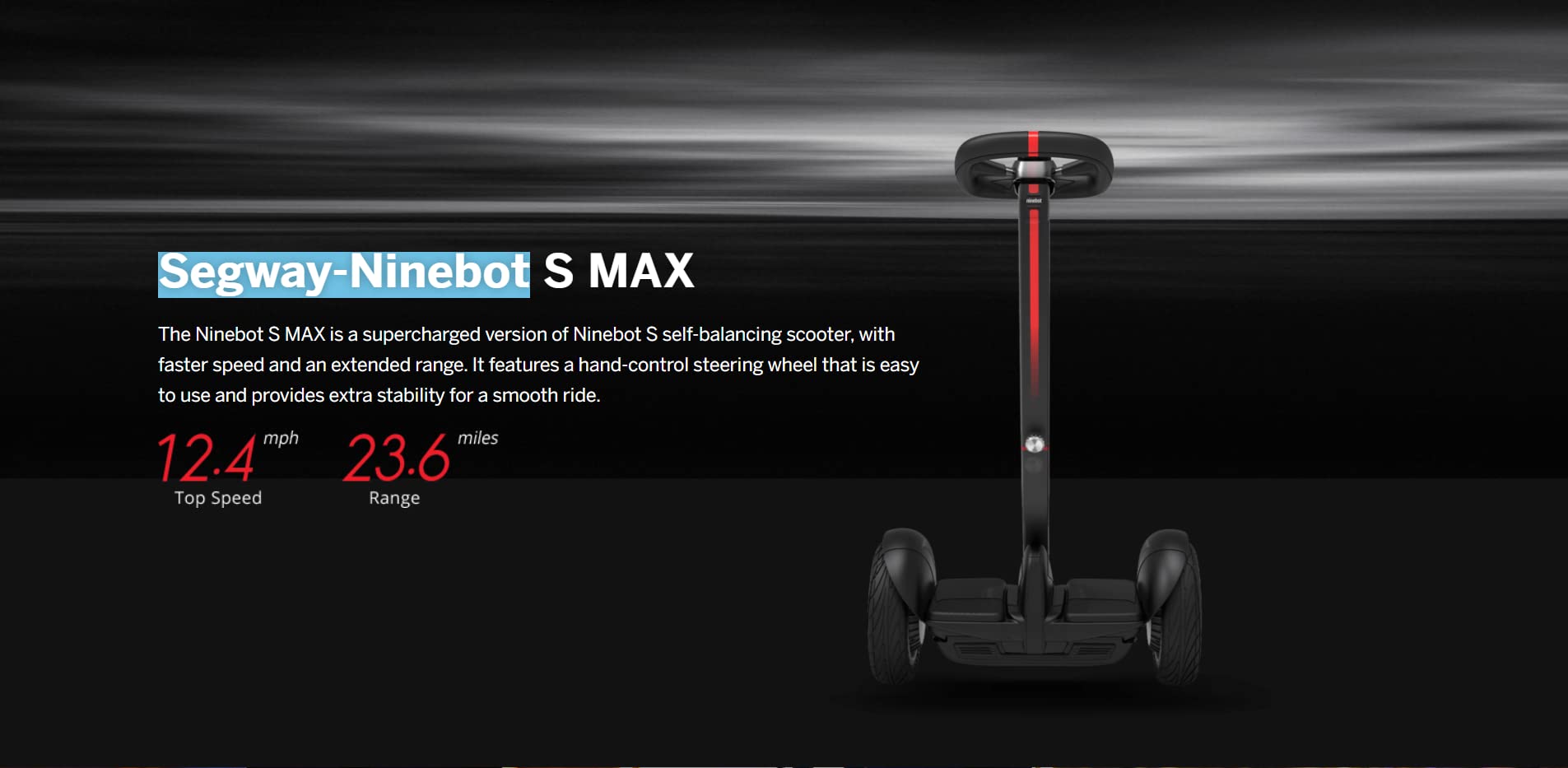 Segway Ninebot S Smart Self-Balancing Electric Scooter, Dual 400W Motor, Max 13.7 Miles Range & 10MPH, Hoverboard with LED Light, Compatible with Gokart kit, UL-2272 Certified