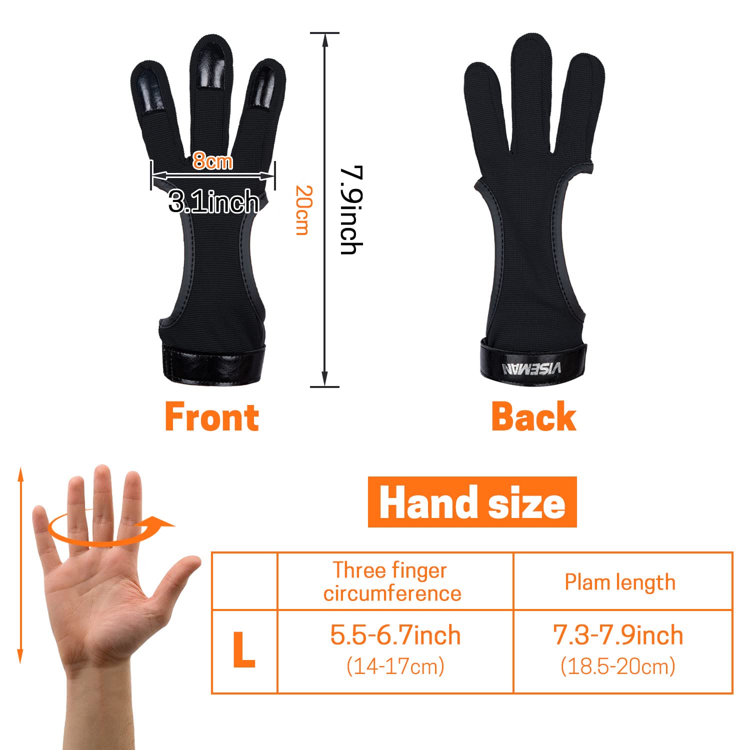 VISEMAN Archery Gloves, Fingers Tabs, Archery Protective Gear Accessories, Archery Training Tool, Outdoor Archery Gloves Shooting Hunting Targeting, Compound Recurve Bow and Arrow Protector