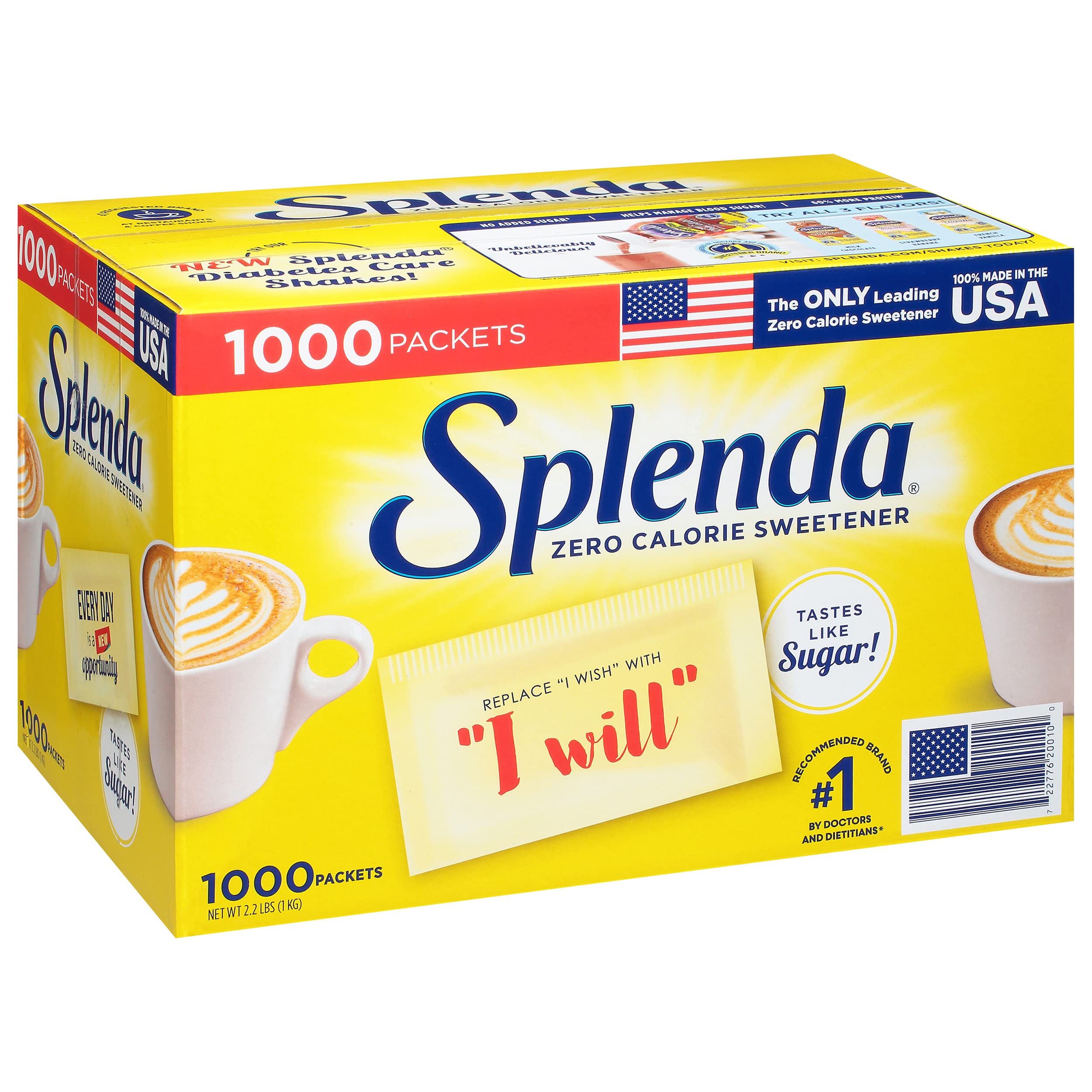 Splenda No Calorie Sweetener Value Pack, 1000 Individual Packets, 2.2 lbs,1000 Count (Pack of 1)