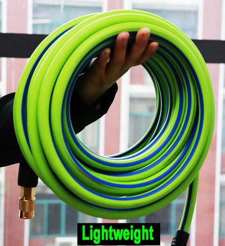 YOTOO Air Hose 1/4 in x 25 ft, Heavy Duty Hybrid Air Compressor Hose, Flexible, Lightweight, Kink Resistant with 1/4" Industrial Quick Coupler Fittings, Bend Restrictors, Green+Blue