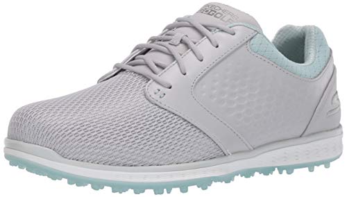 Skechers Women's Go Elite 3 Grand Relaxed Fit Spikeless Waterproof Golf Shoe, Gray/Mint, 6 M US