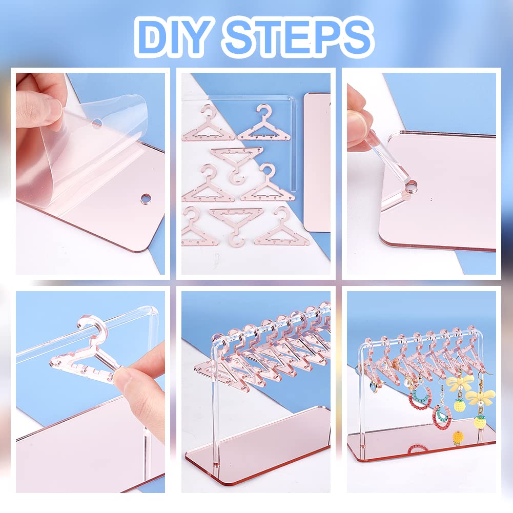 PH PandaHall 2 Sets Acrylic Earring Holder, Coat Hanger Jewelry Display Dangle Earring Hanging Organizer Acrylic Ear Studs Display Rack for Retail Show Personal Exhibition, 2.3x4.6x5.9inch
