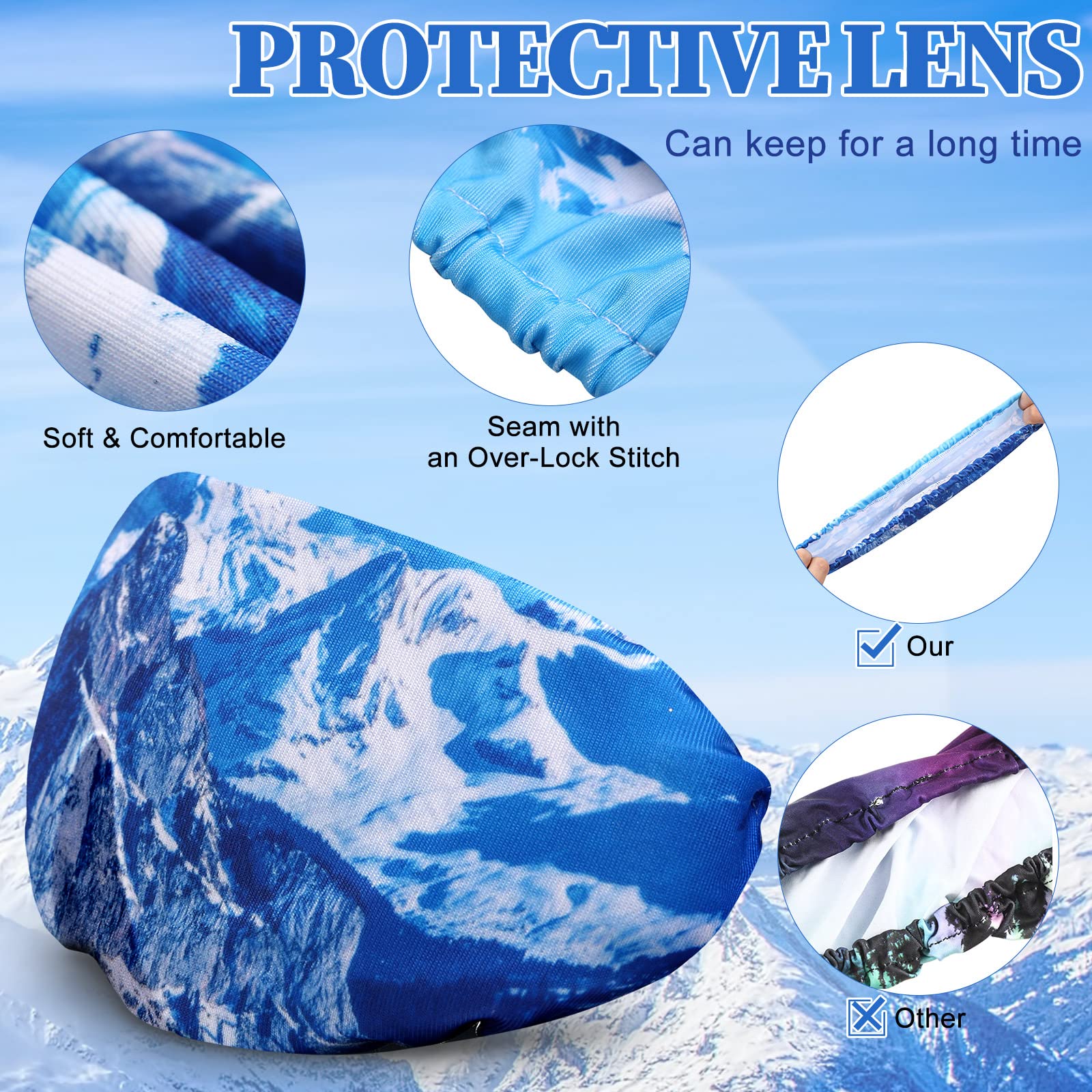 Weewooday 4 Pieces Microfiber Protective Ski Goggle Cover Ski Goggle Cover Protectors for Snow Ski Goggles (Snow Mountain Style)