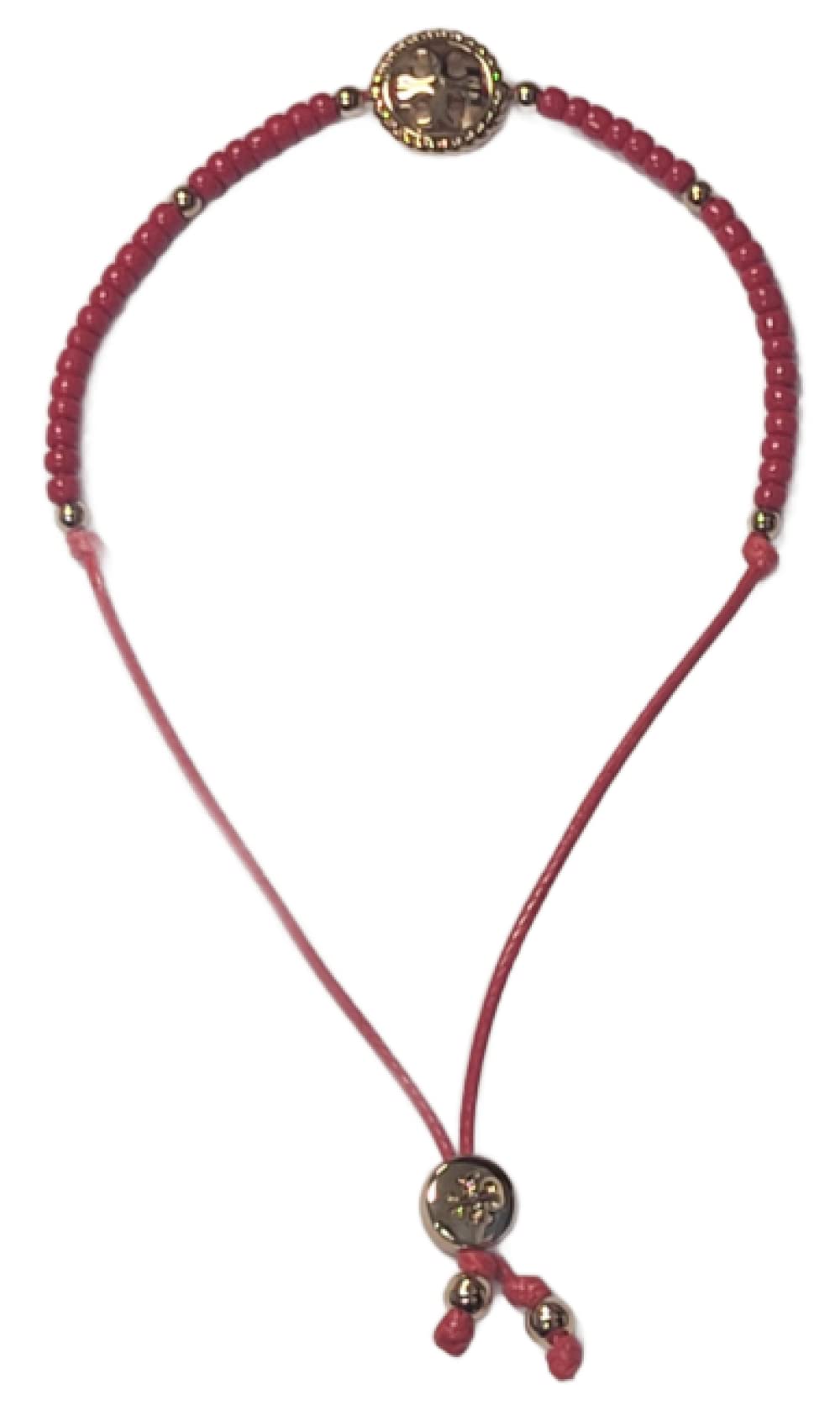 Tory Burch 142015 Tory Gold Tone/Red Rope Logo Women's Slider Bracelet