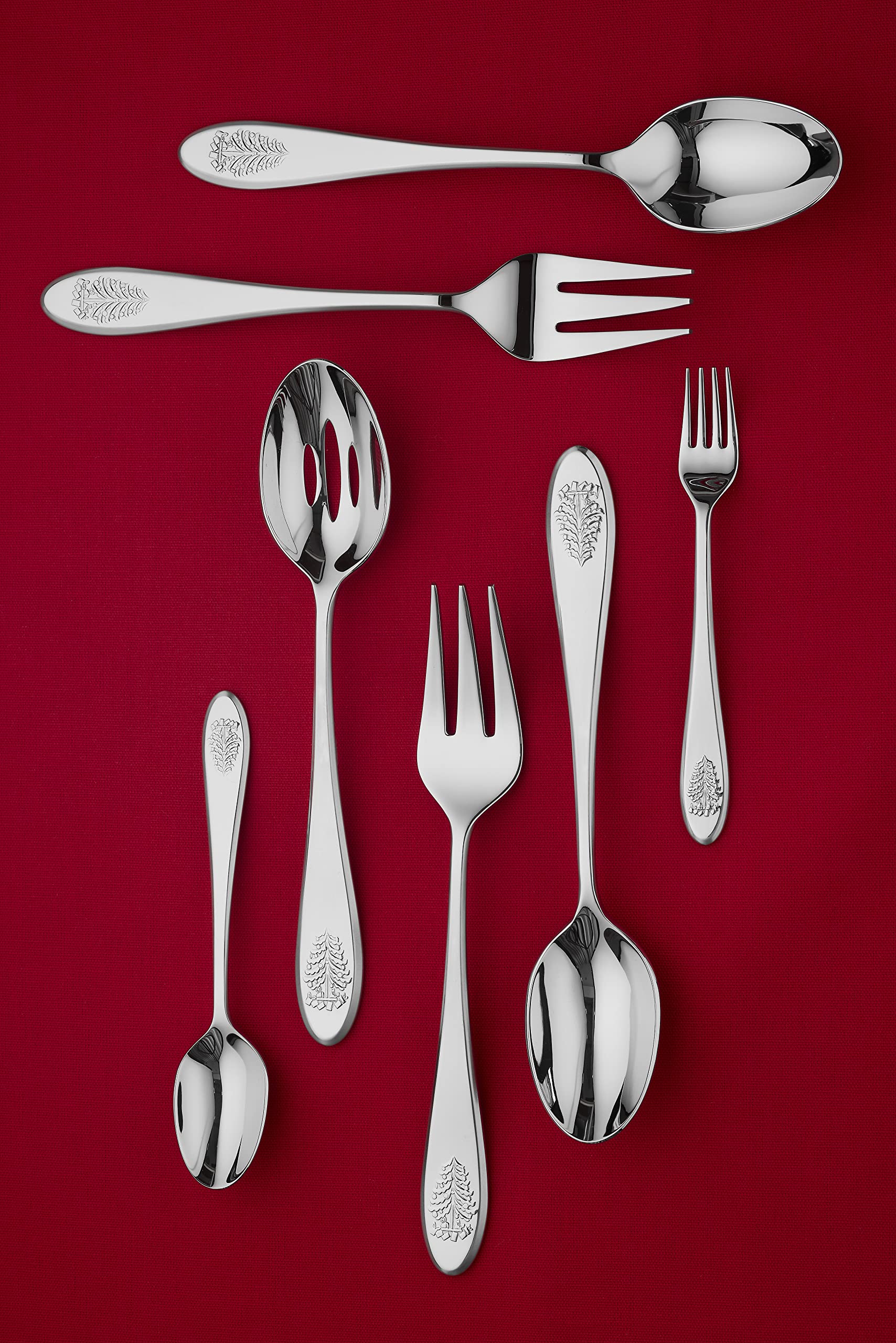 Spode Christmas Tree Serving Fork | Flatware Serving Utensils for your favorite Holiday Dishes | Premium Food Grade 18/10 Stainless Steel | Measures 10Inches | Dishwasher Safe