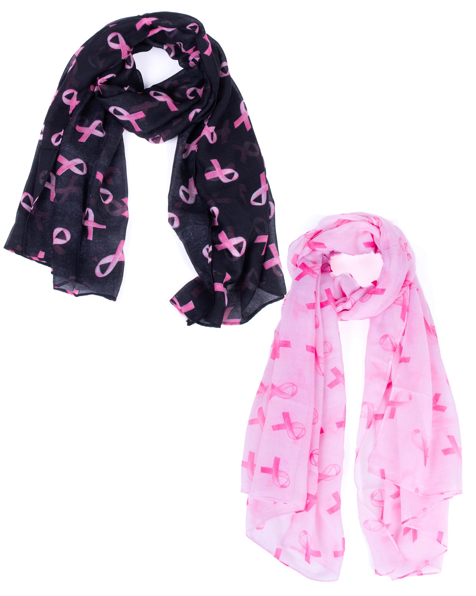 Nollia [2-Pack Soft Women's Scarves with Love Hearts - Pink & Red Heart Scarf for Woman - Gift Set