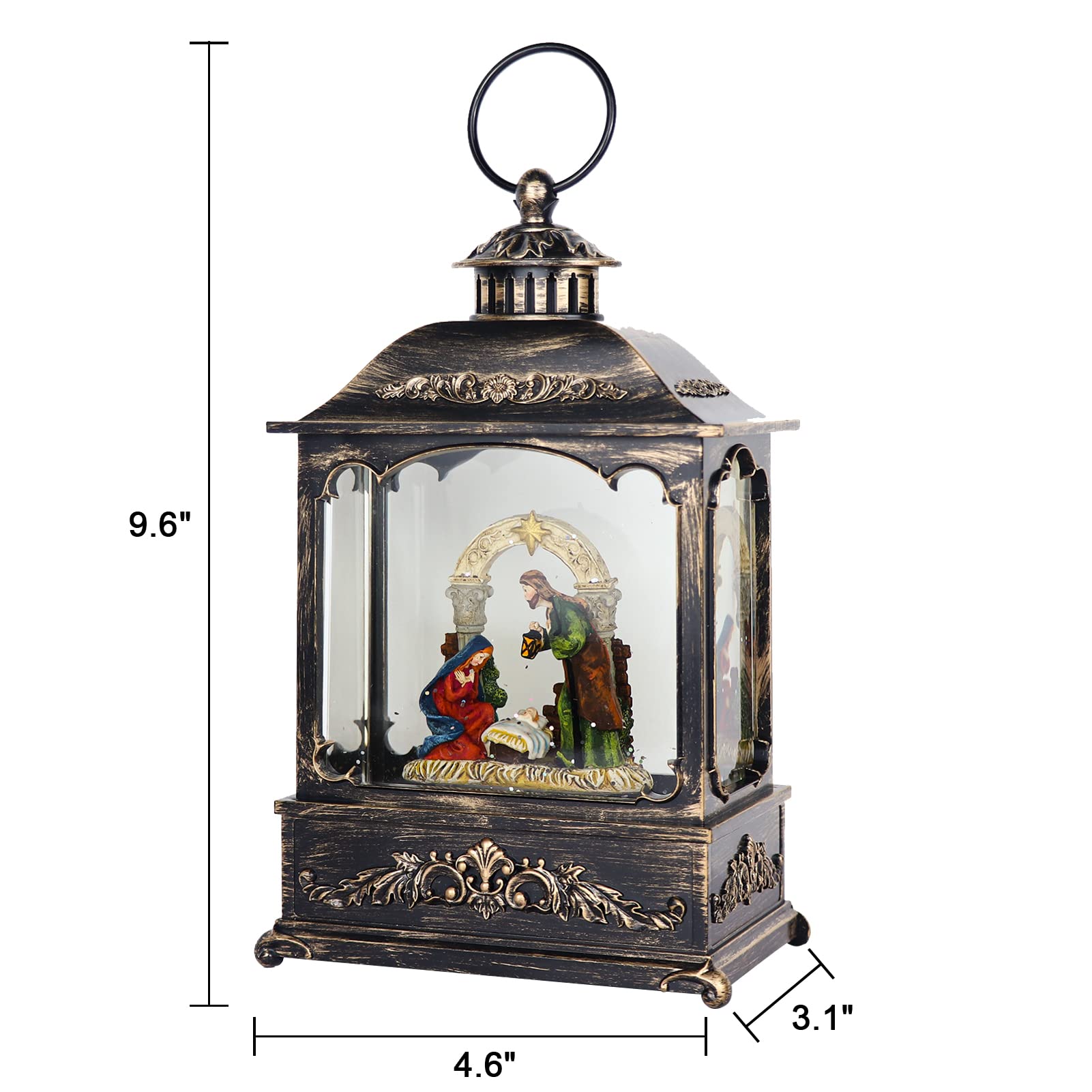 Wondise Christmas Muscal Snow Globe with Timer, USB Plug-in & Battery Operated Spinning Water Glitters Lighted Singing Snow Globe Lantern for Christmas Decorations