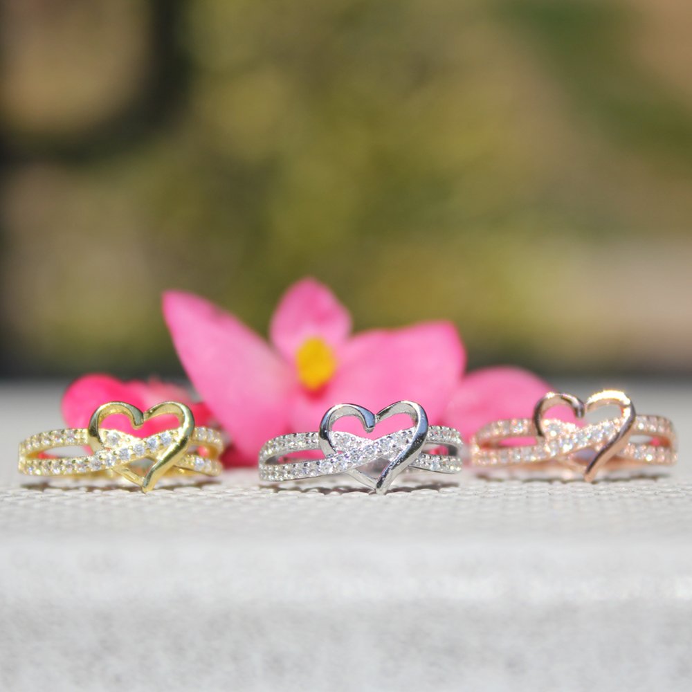 Oxford Diamond Co Cubic Zirconia Infinity Heart .925 Sterling Silver Ring Sizes 3-12 (11)