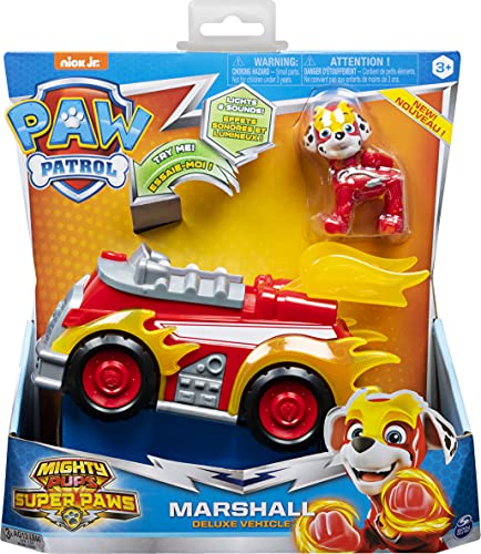 Paw Patrol, Mighty Pups Super Paws Marshall’s Deluxe Vehicle with Lights and Sounds