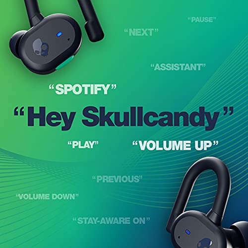 Skullcandy Push Active In-Ear Wireless Earbuds, 43 Hr Battery, Skull-iQ, Alexa Enabled, Microphone, Works with iPhone Android and Bluetooth Devices - Dark Blue/Green