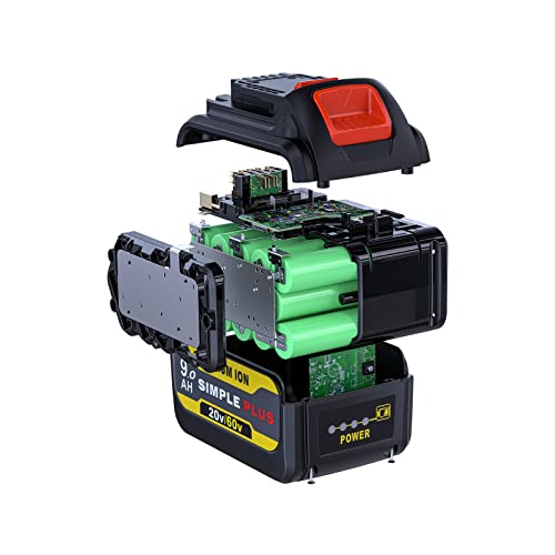 Simple Plus+ 20V/60V 9.0Ah MAX Replacement for DeWalt Battery, Replace for Dewalt DCB606-2 DCB609 DCB612 DCB205 DCB200, Compatible with All 20V Tools and Chargers