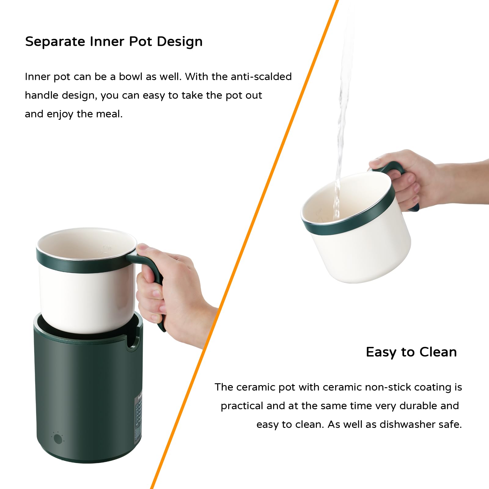 OCTAVO 2 Cup Rice Cooker Mini Small Size 5 Preset Function with 4/6/8 Delay Timer, 1.0L Rice Cooker with Portable Handle, Simplicity Glass Lid Small Rice Cooker for 1-2 People, Rice maker,green