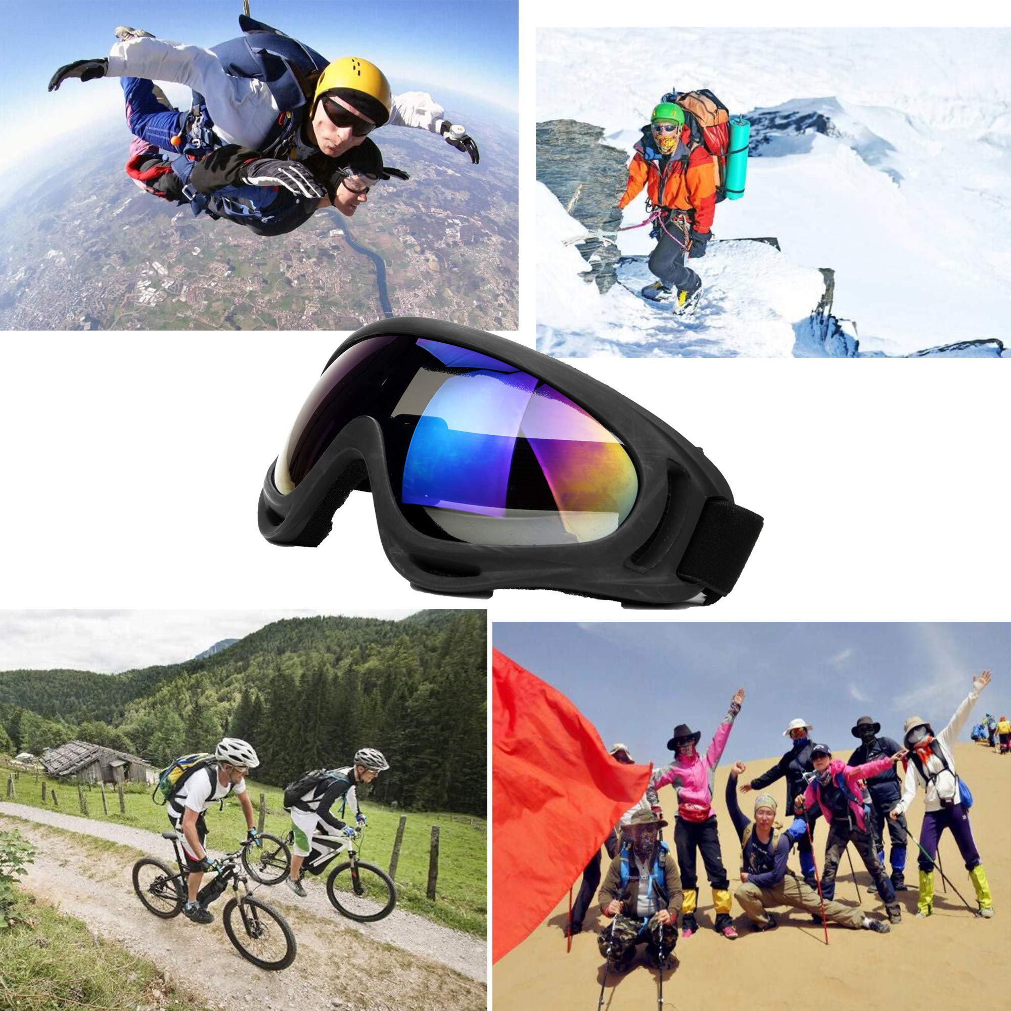 Ski Goggles, Snowboard Glasse, Anti-Fog for Skiing Motorcycle Bicycle Climbing