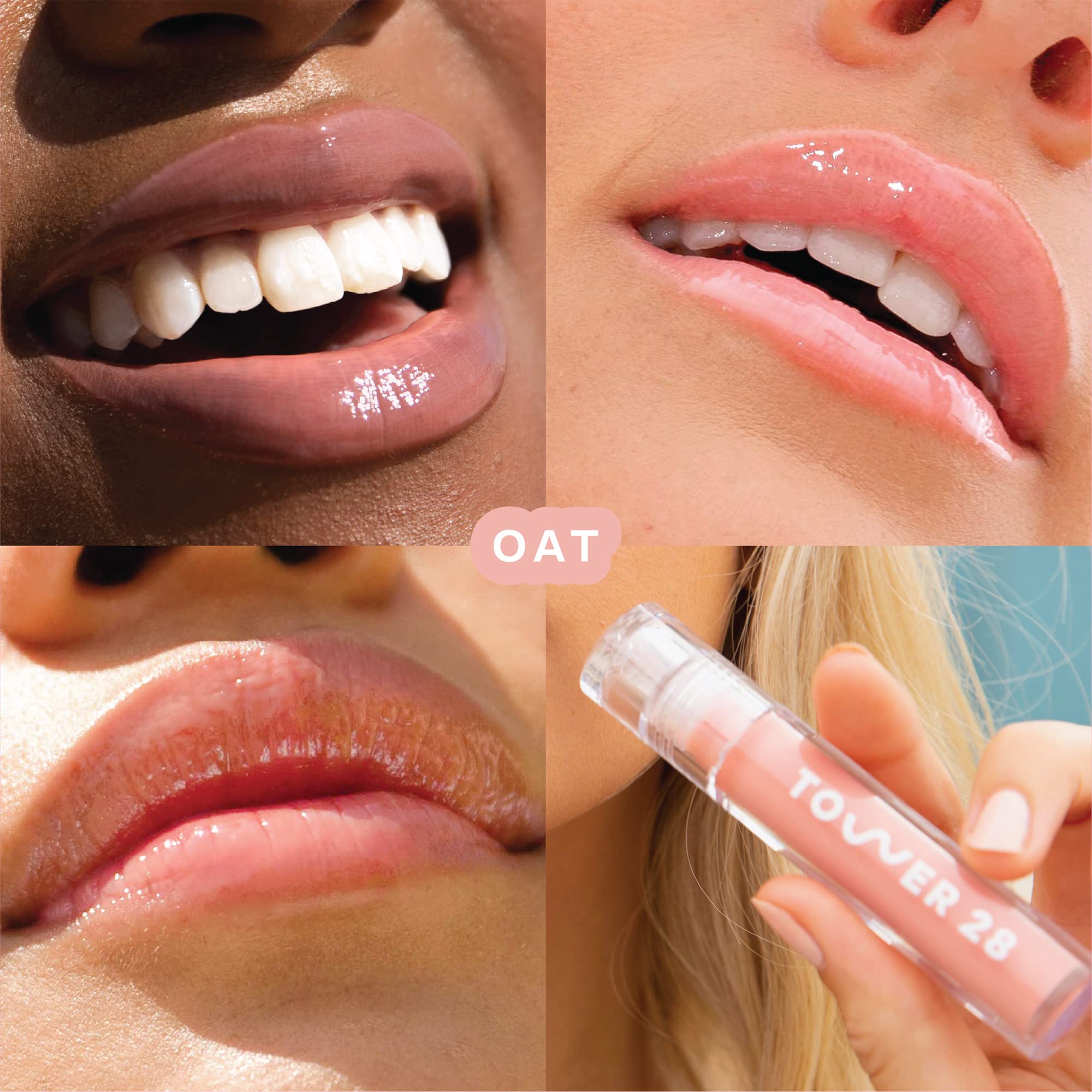 Tower 28 ShineOn Milky Lip Jelly, OAT, Non-Sticky Lip Gloss, Milky Peachy Pink Vegan Lip Gloss, Moisturizing Apricot and Raspberry Seed Oil, Cruelty Free