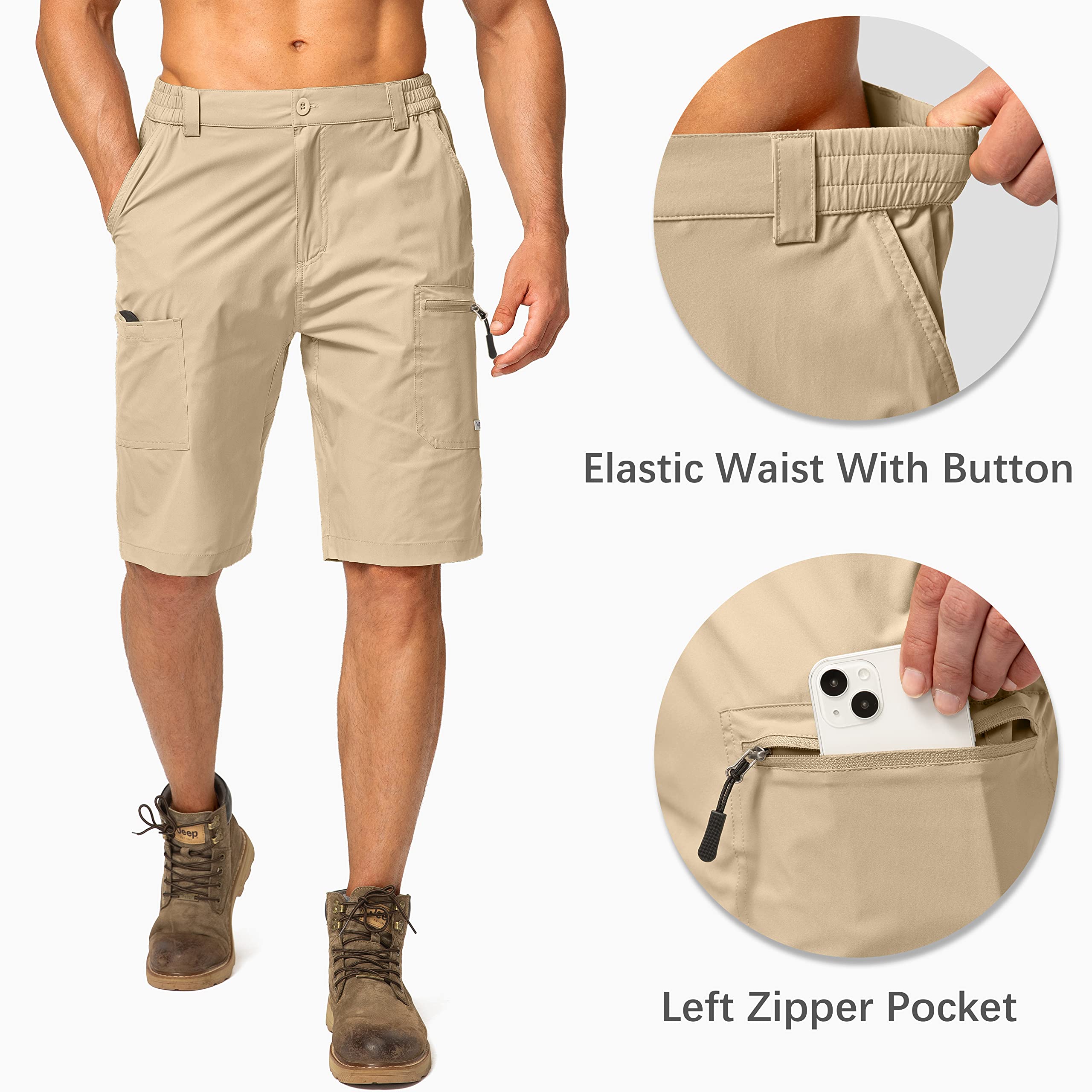 Viodia Men's Hiking Cargo Shorts with Multi Pockets Quick Dry Stretch Tactical Shorts for Men Fishing Outdoor