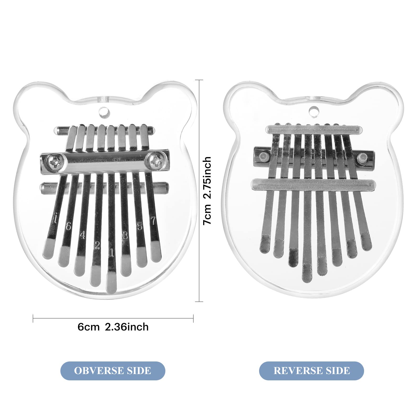 VIVP 8 Keys Mini Kalimba Thumb Piano Crystal Clear Acrylic Finger Piano Portable Marimba Musical Handmade Instruments Professional Mbira with Lanyard Chain Good Accessory Pendant Gift Easy to Learn