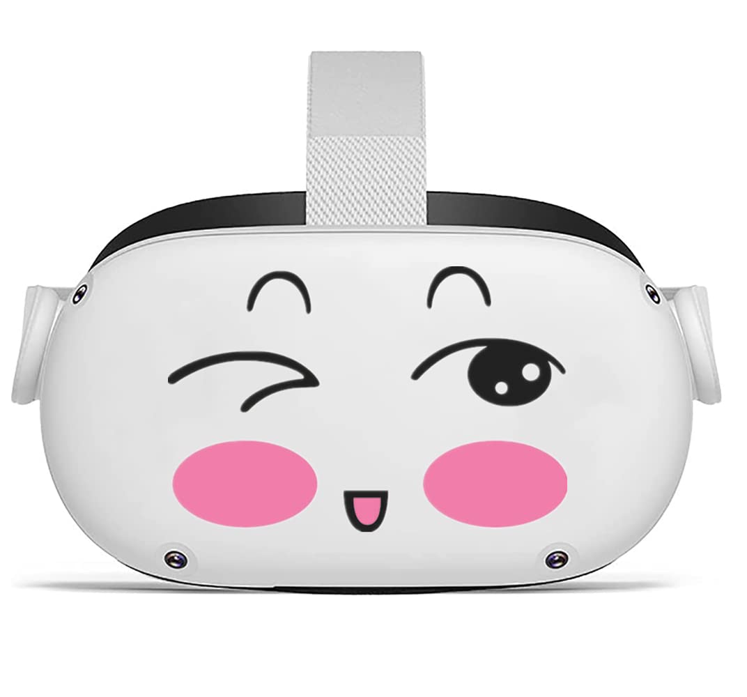 Stickers Fashion Skin Cute Wink Decals for Quest 2 VR Headset Controller Protector 2Pack
