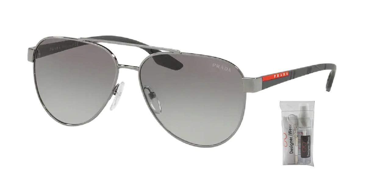 Prada PS54TS LIFESTYLE 5AV3M1 58M Gunmetal/Grey Gradient Aviator Sunglasses For Men+ BUNDLE With Designer iWear Eyewear Kit