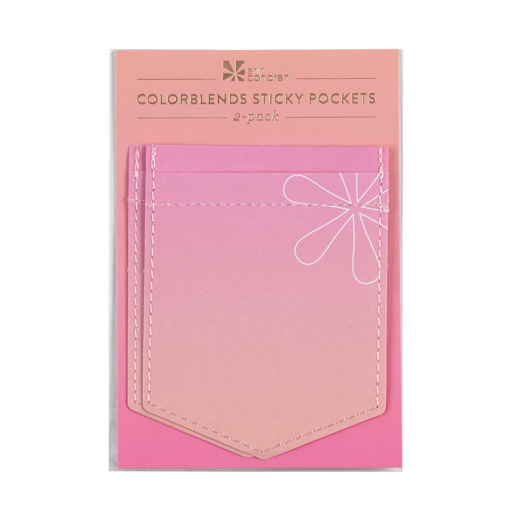 Sticky Pocket Duo - Sunrise Colorblends. Set of Two. 4" x 3" Each. Full Adhesive Backing. Peel and Stick Pockets to Most Notebook, Planner and Book Surfaces. Extra Storage Pockets by Erin Condren.