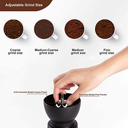 PARACITY Manual Coffee Bean Grinder with Ceramic Burr, Hand Coffee Grinder Mill Small with 2 Glass Jars(11OZ per Jar) Stainless Steel Handle for Drip Coffee, Espresso, French Press, Turkish Brew