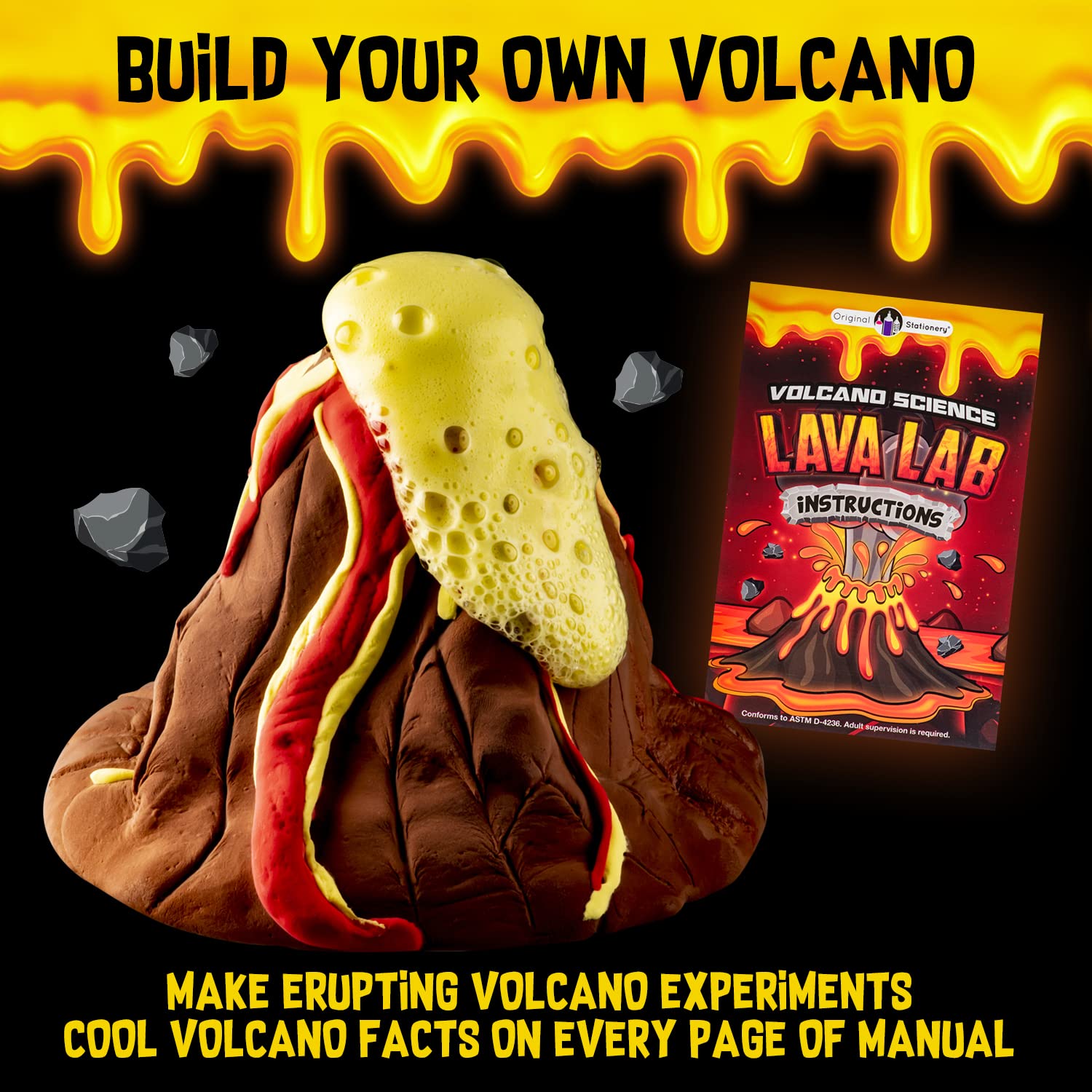 Original Stationery Lava Science Slime Kit, Fun Science Kit to Play Slime Games, Create Glow in The Dark Slime & Make Science Experiments for Kids 6-8