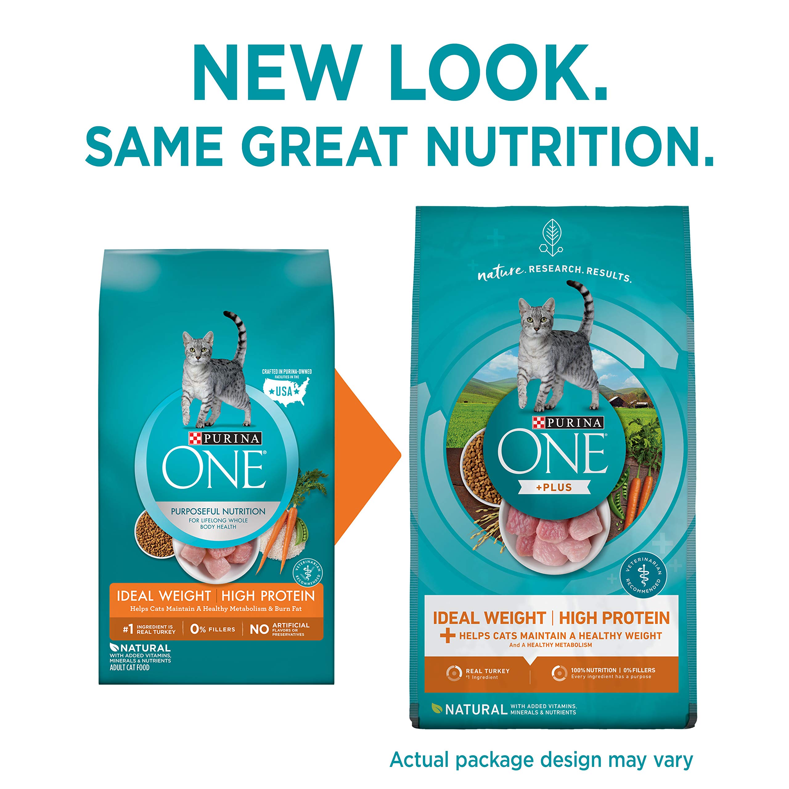 Purina ONE High Protein, Healthy Weight Dry Cat Food, +Plus Ideal Weight With Turkey - 7 lb. Bag
