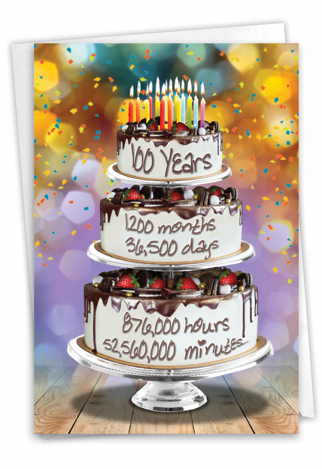 NobleWorks - Funny 100th Birthday Card with Envelope - Celebrate 100 Year Old Seniors Milestone, Humor Greeting Card for Grandparents - Year Time Count 100 C9097MBG